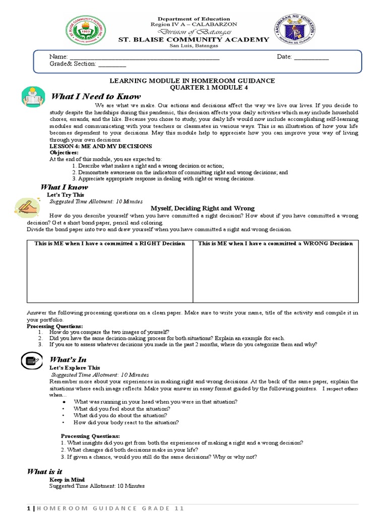 HG Module 4 F | PDF | Decision Making | Experience
