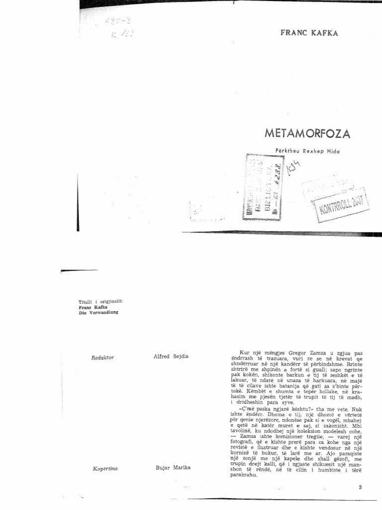 Franc Kafka - Metamorfoza | PDF