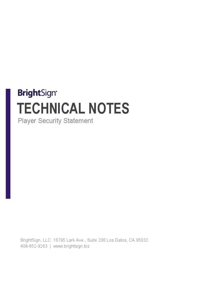 BrightSign PlayerSecurityStatement | PDF | World Wide Web | Internet & Web
