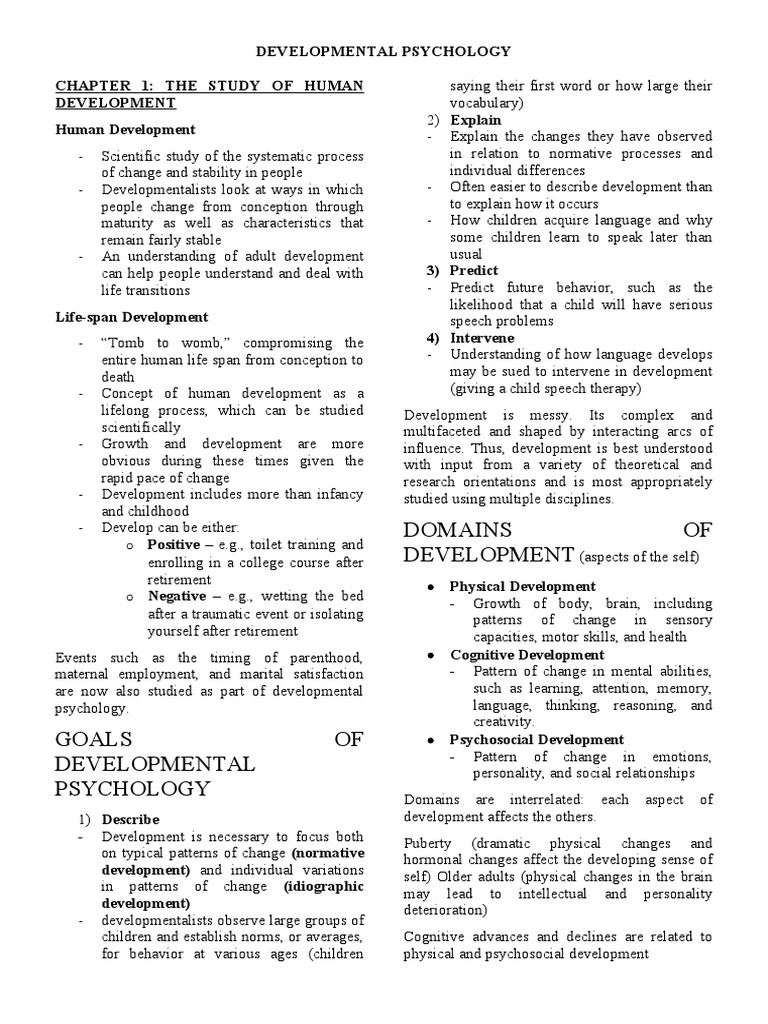 Human Development - Chapter 1 to 2 (Summary) | PDF