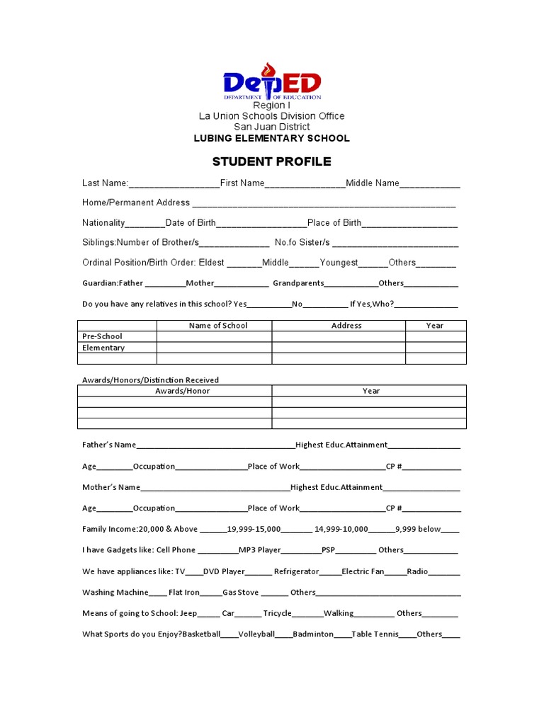 Student Profile | PDF