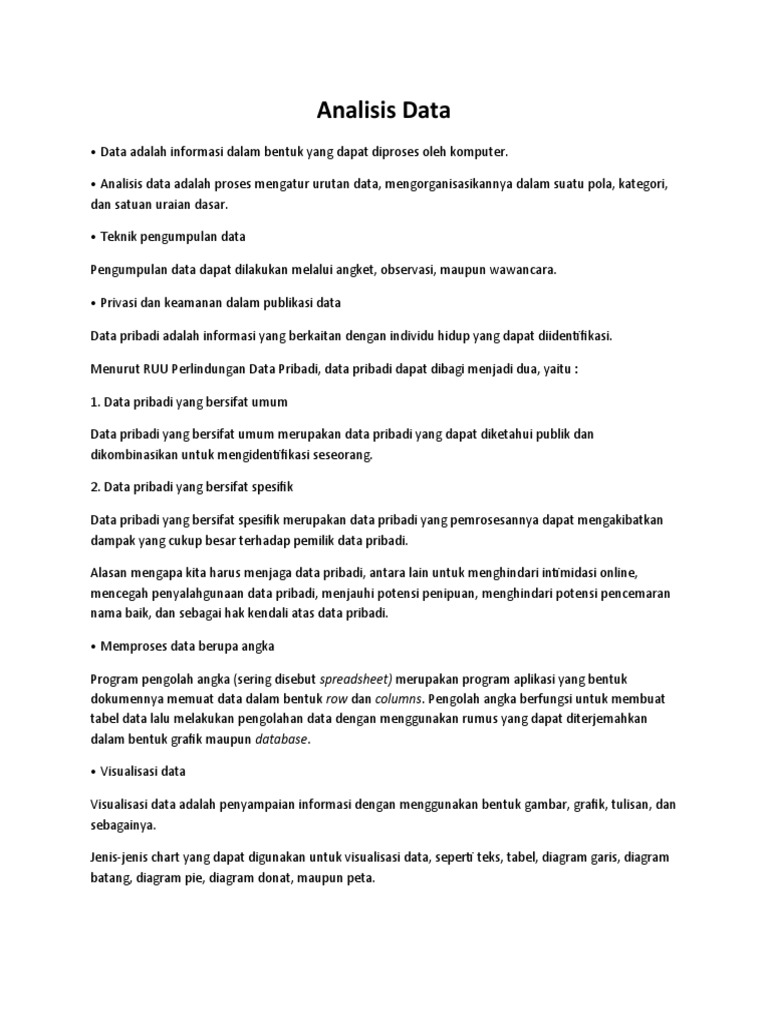 Rangkuman Tik Analisis Data | PDF