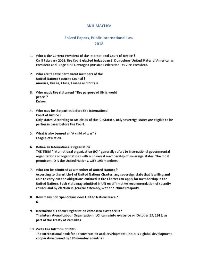 Solved Papers, PIL | PDF | International Humanitarian Law | United Nations