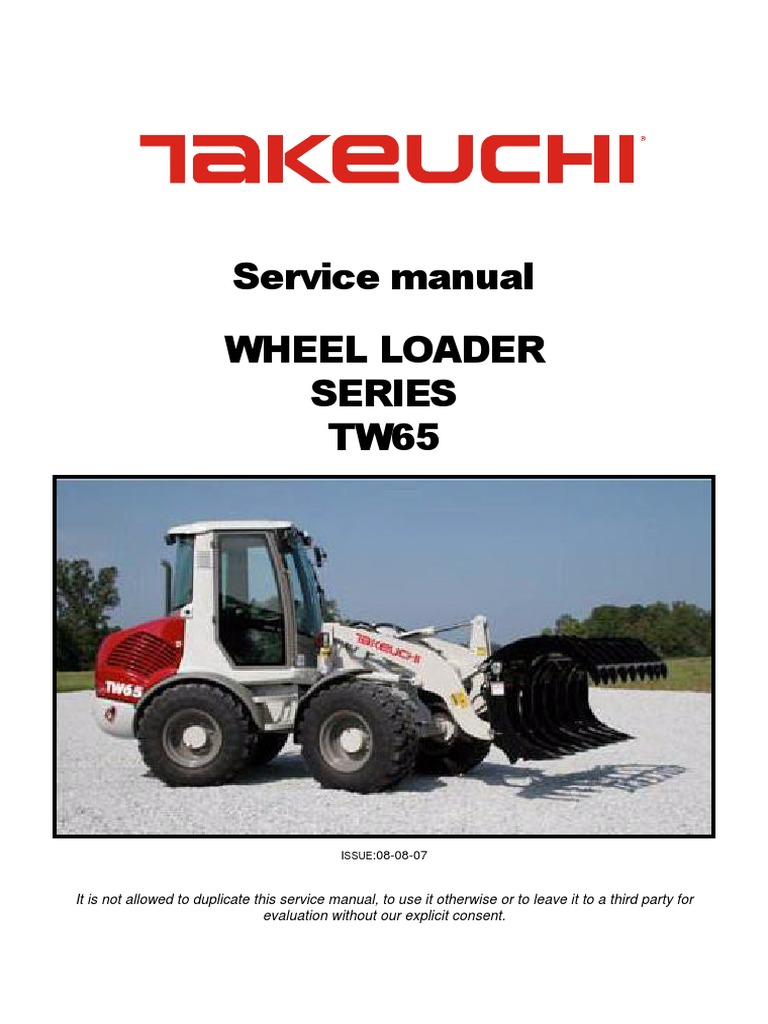 Service Manual Takeuchi TW65 Wheel Loader (Preview) | PDF | Equipment ...