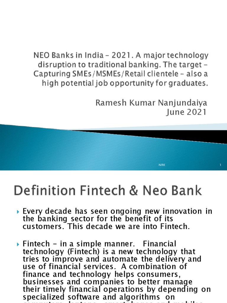 Neo Banks in India | PDF | Banks | Reserve Bank Of India