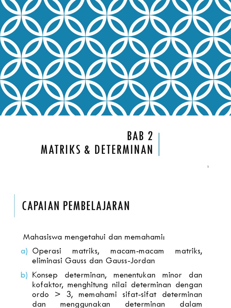 Bab 2 Matematika 1 (Matriks Dan Determinan) | PDF