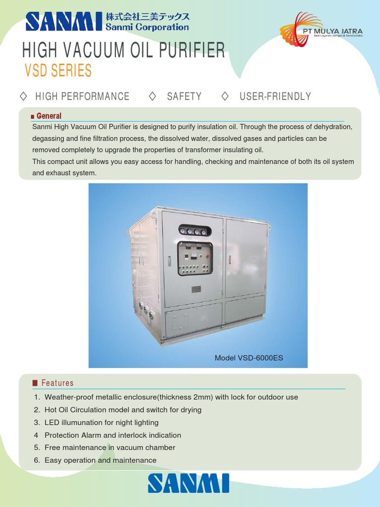 Sanmi High Vacuum Oil Purifier VSD Series | PDF