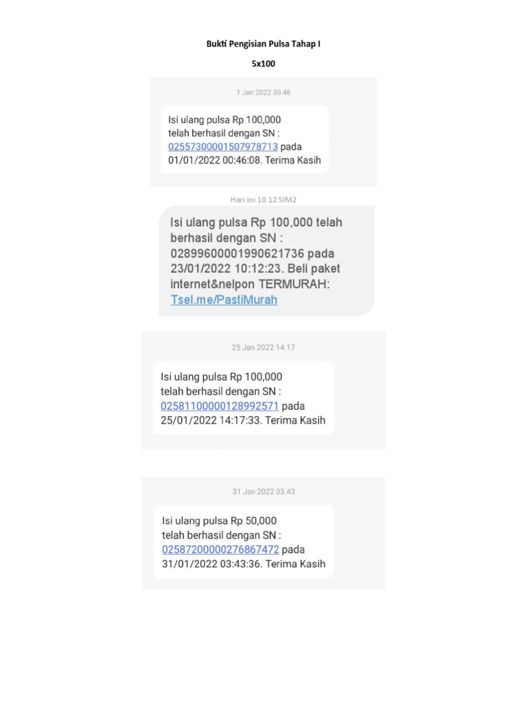 Bukti Pengisian Pulsa Tahap I | PDF