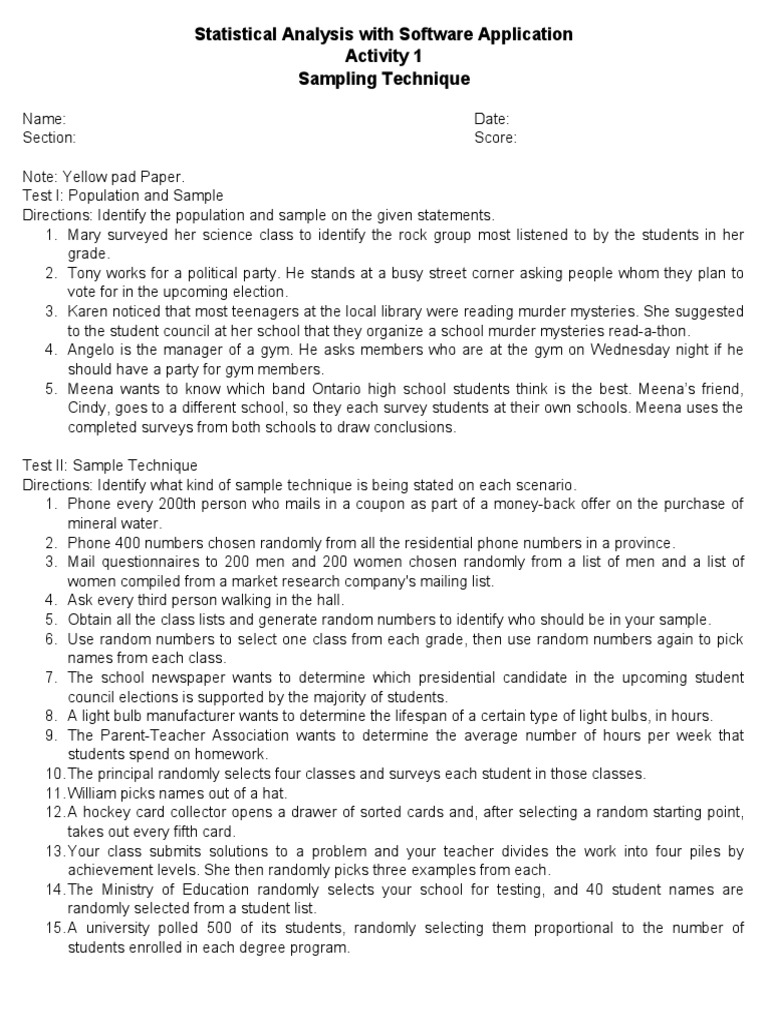 Statistical Analysis With Software Application Activity 1 Topic 3 ... Statistical Analysis With Software Application Activity 1 Topic 3 ...