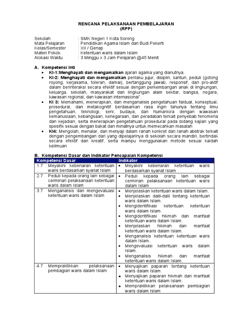 RPP Kelas Xii | PDF