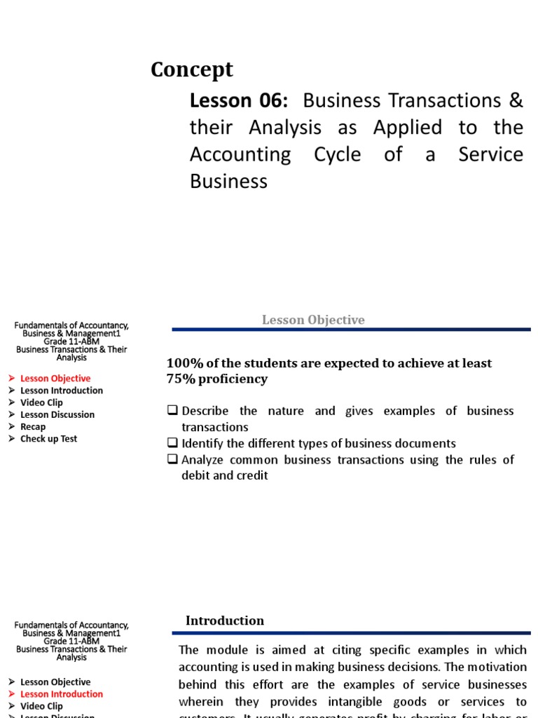 Q1 G11-ABM - L06 Business Transactions & Their Analysis As Applied To ...