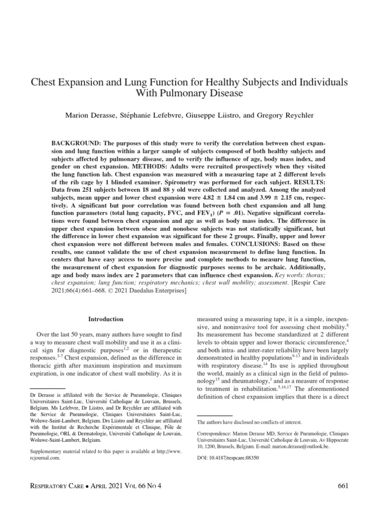 Lung Function Study: Chest Expansion Analysis | PDF | Thorax | Lung
