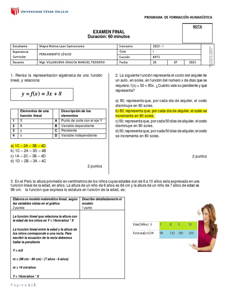 Examen Final de Pensamiento Lógico 2023 | PDF
