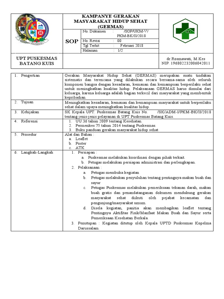 SOP Germas | PDF | Pengembangan Diri | Kesehatan Holistik