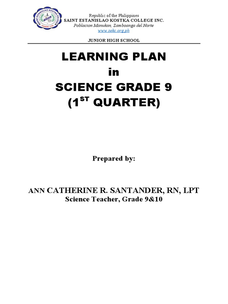 Learning Plan Science 9 | PDF