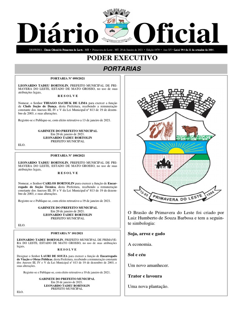 Diário Oficial: Poder Executivo | PDF | Governo