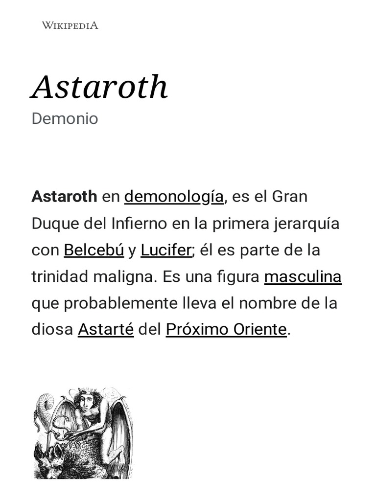 Astaroth - Wikipedia, La Enciclopedia Libre | PDF | Creencia religiosa ...