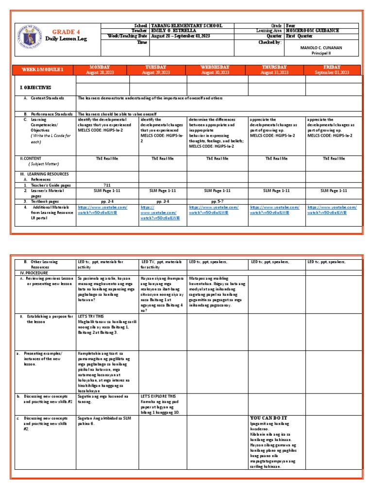 Grade 4 DLL Homeroom Guidance Module1 Quarter 1 Week 1 Emily O ...