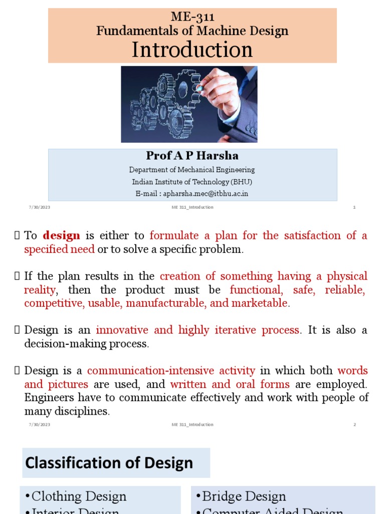 ME-311 Fundamentals of Machine Design: Prof A P Harsha | PDF | Art ...
