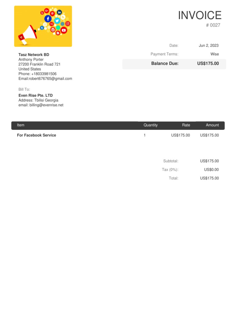 Invoice # 0027 | PDF