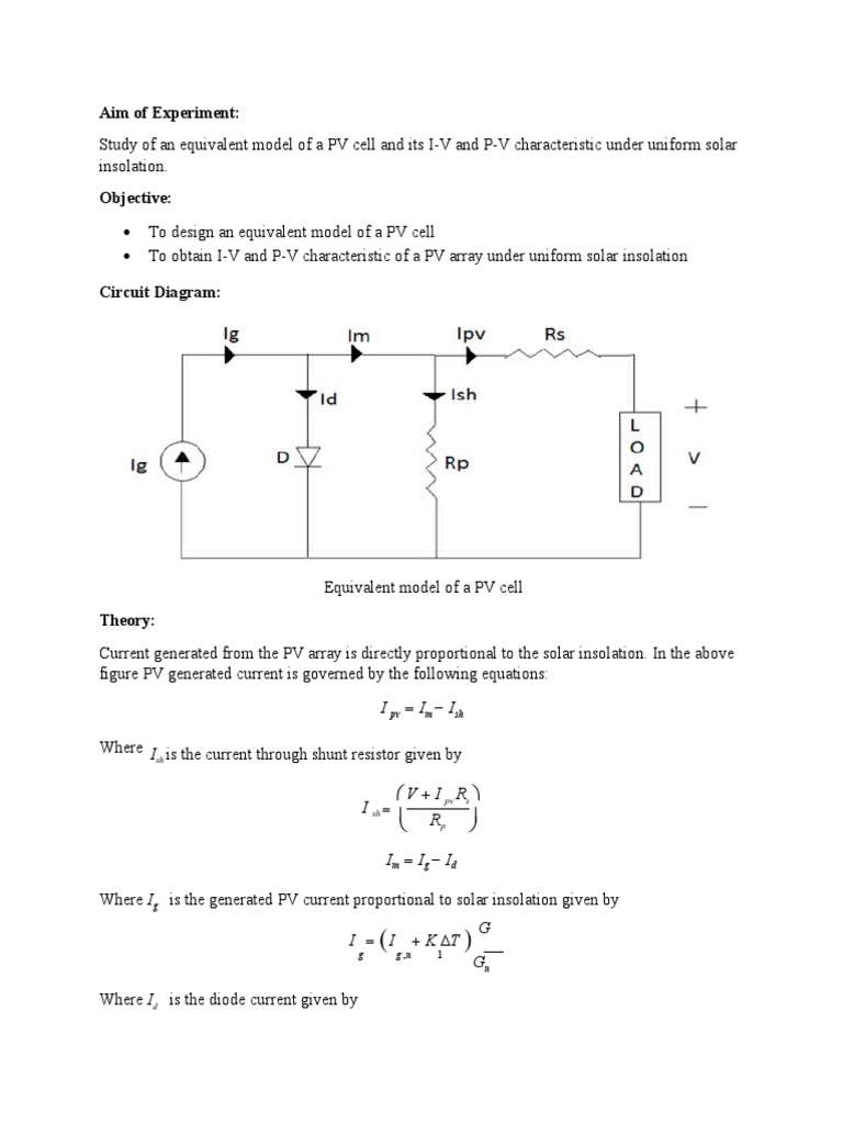 PV Cell Modelling | PDF