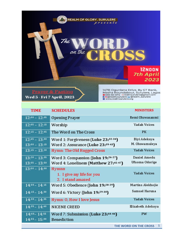 Seven Words From The Cross | PDF | Jesus | Abrahamic Religions
