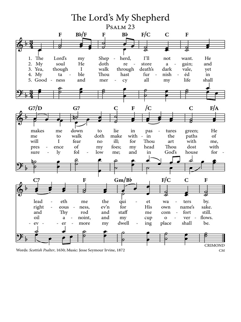 The+Lord's+My+Shepherd+ (Ps+23) Crimond 625 | PDF