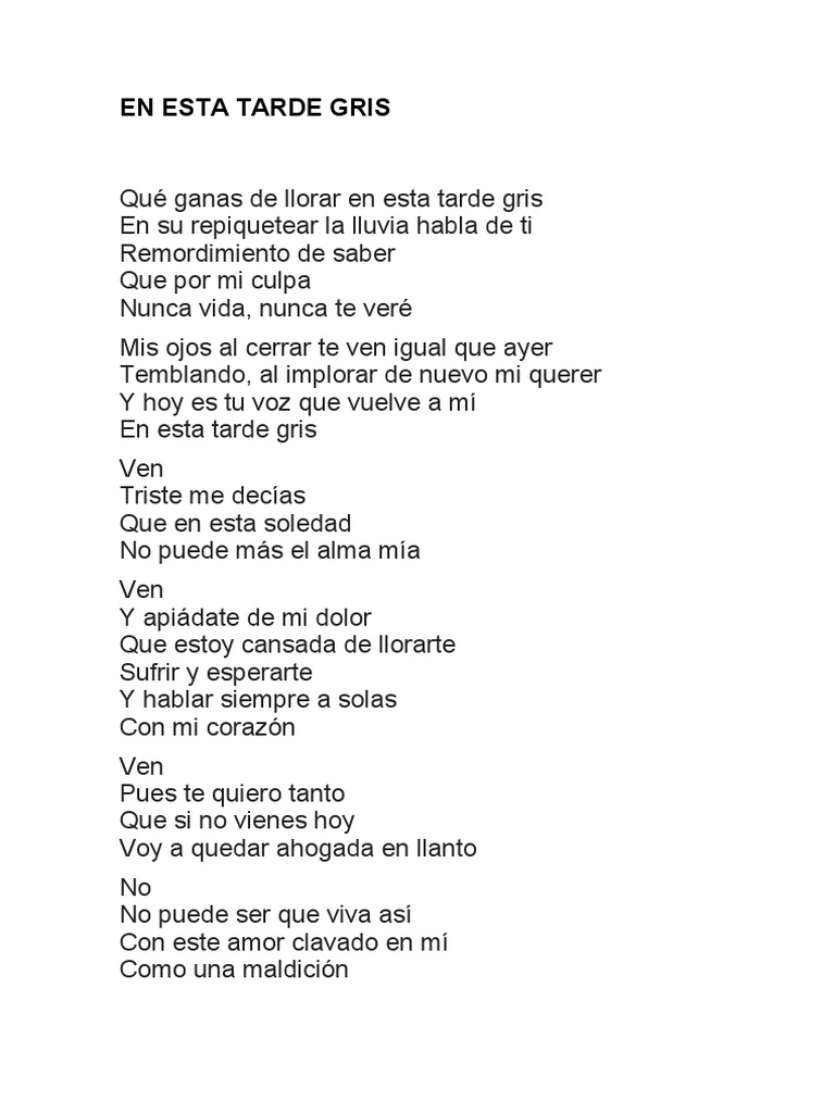 Amor y tristeza en tarde gris | PDF