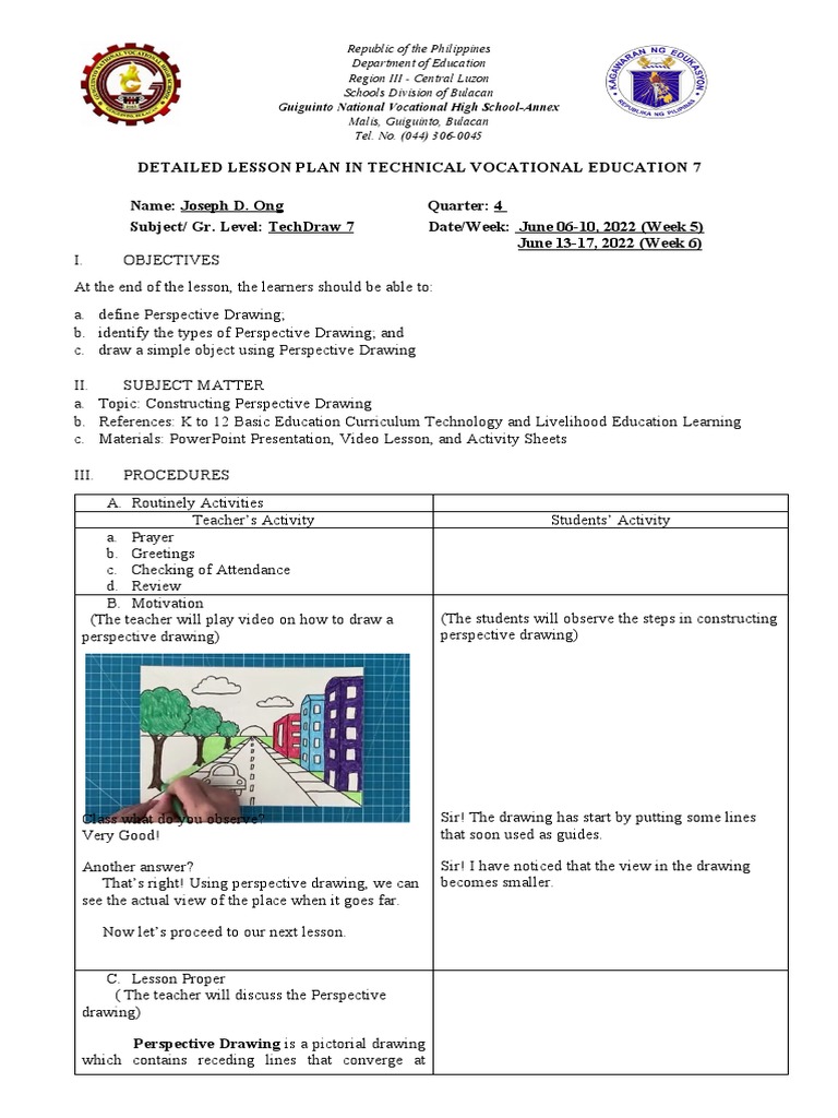 Lesson - Plan - in - Constructing Perspective Drawing Q4 Week 5 and 6 ...