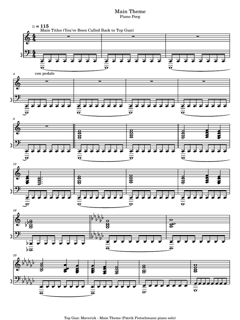 Top Gun Maverick Patrik Pietschmann Piano Solo | PDF