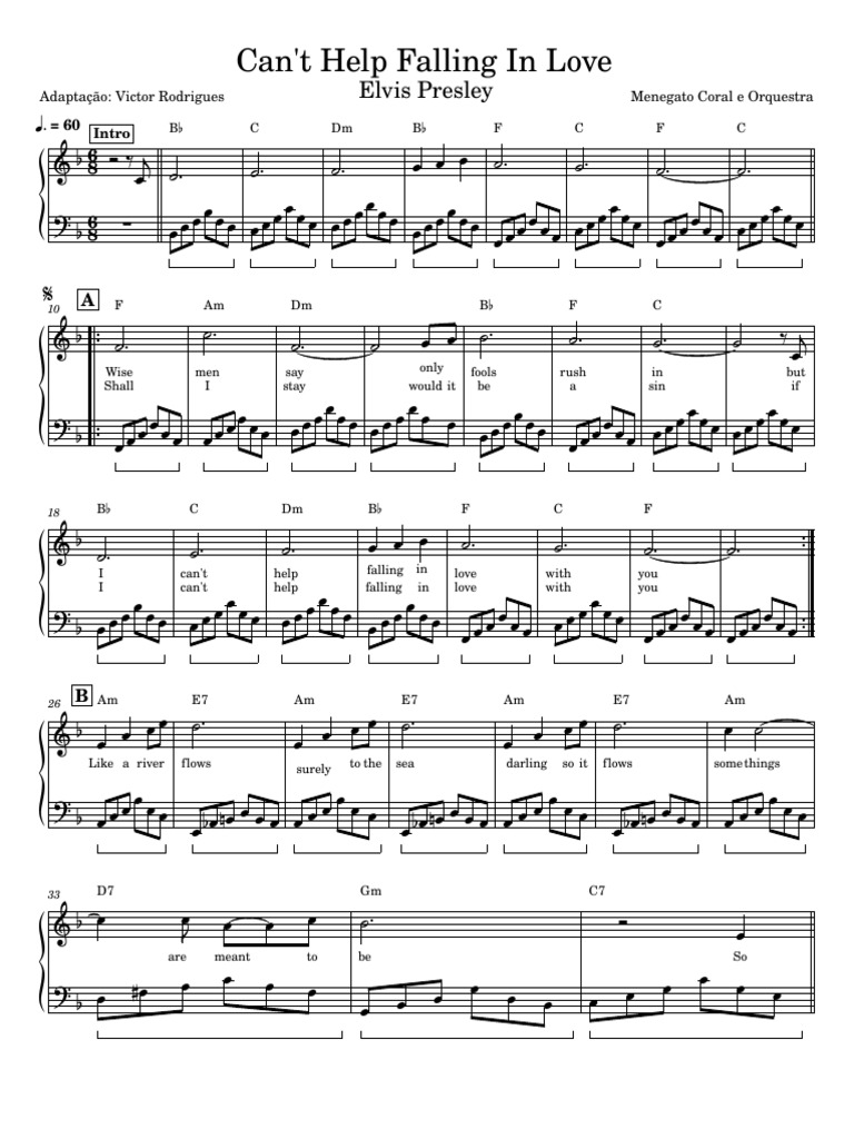 Can't Help Falling In Love Piano Sheet | PDF