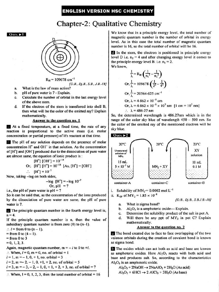 Hsc Ev Chemistry 1st Paper 2nd Chapter Note | PDF