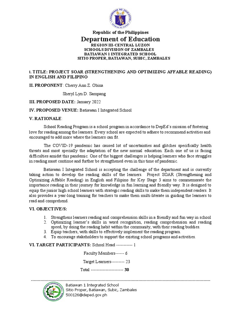 BIS READING PROGRAM PROPOSAL for KEY STAGE 3-1 | PDF | Learning ...