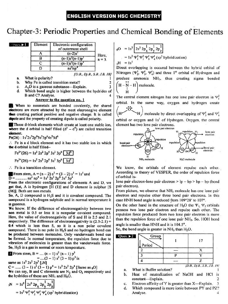 HSC Ev Chemistry 1st Paper 3rd Chapter Note | PDF