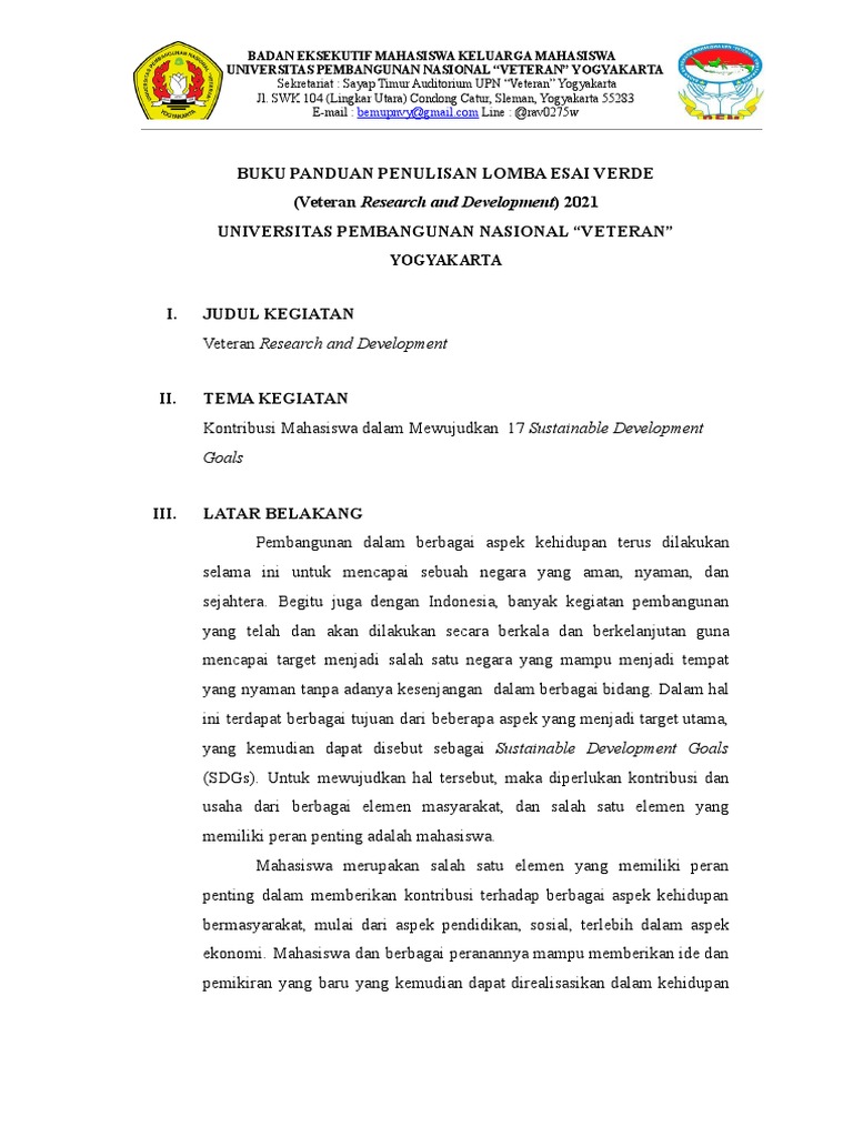 Buku Panduan Lomba Essai Verde 2021 | PDF