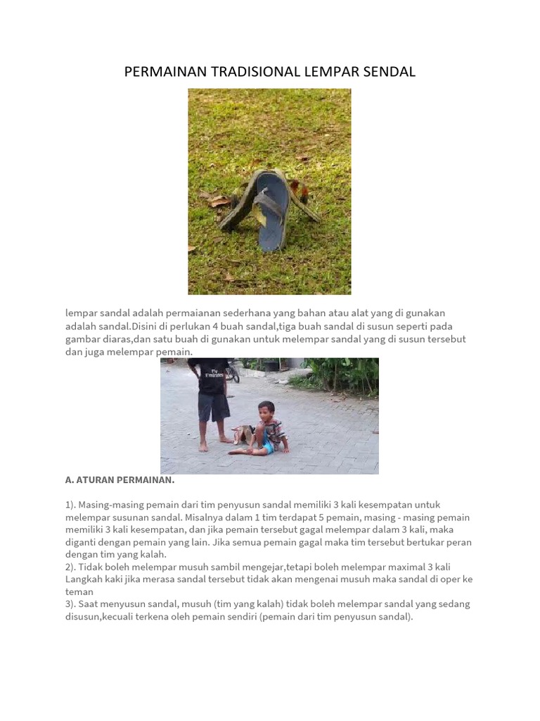 Aturan dan Cara Bermain Lempar Sandal | PDF