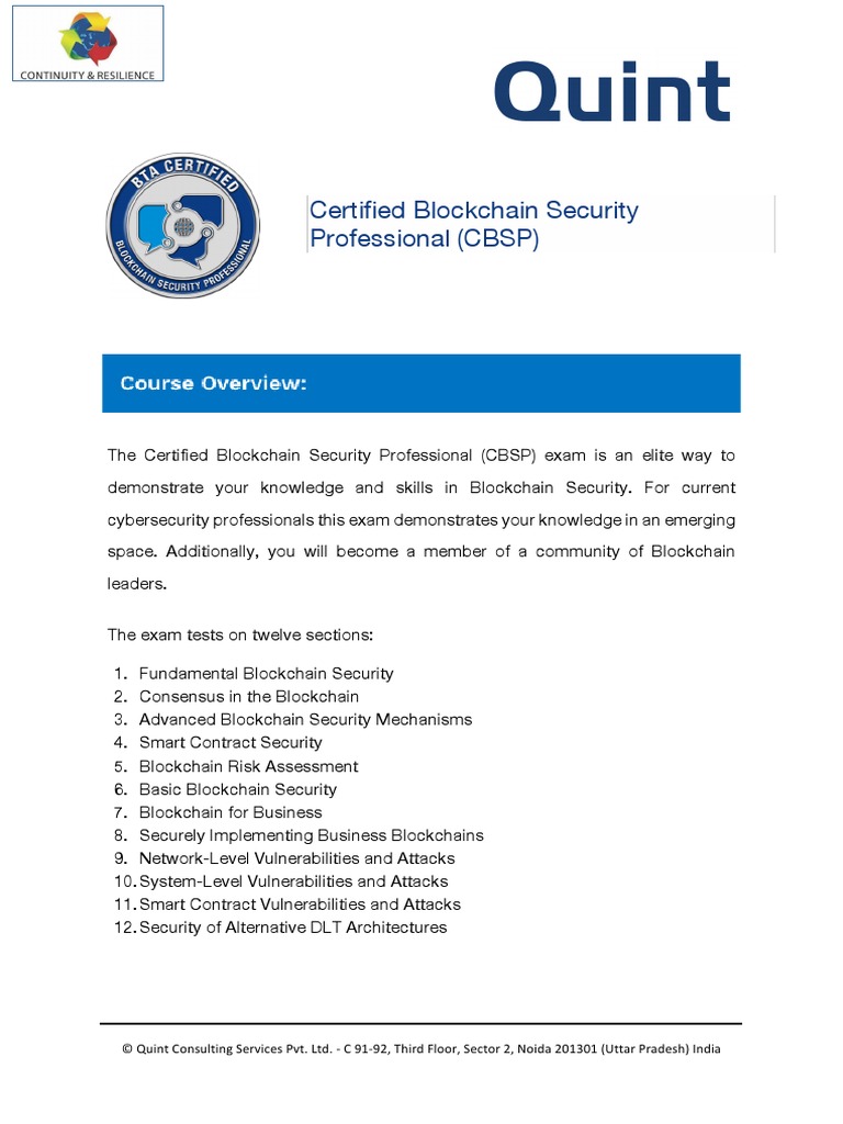 Blockchain_Course_Security_Professional_CBSP-New | PDF | Computer Security | Security