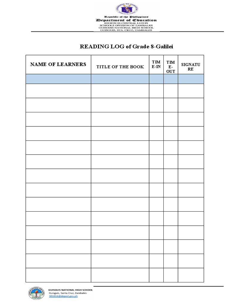 Reading Log | PDF
