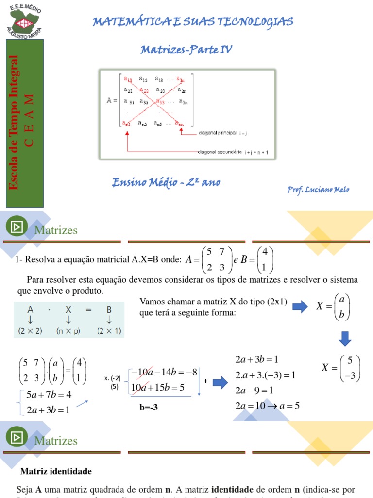 Matrizes-Parte 4-2021 | PDF | Matriz (Matemática) | Teoria da Matrix