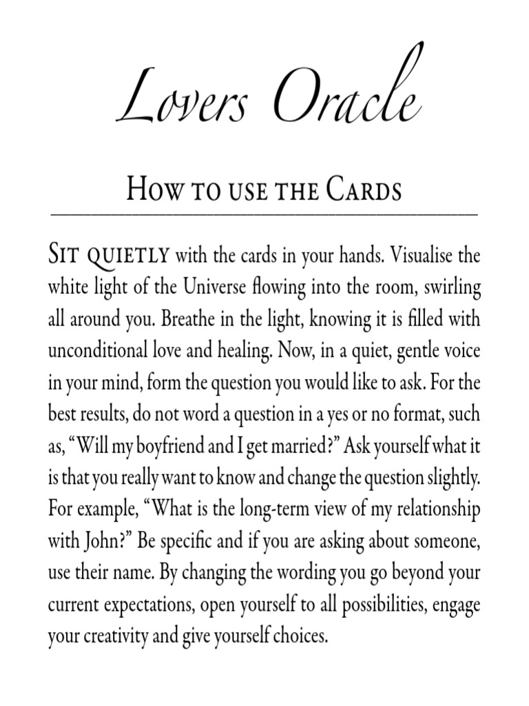 Lovers Oracle Booklet Sample | PDF | Love | Psychology