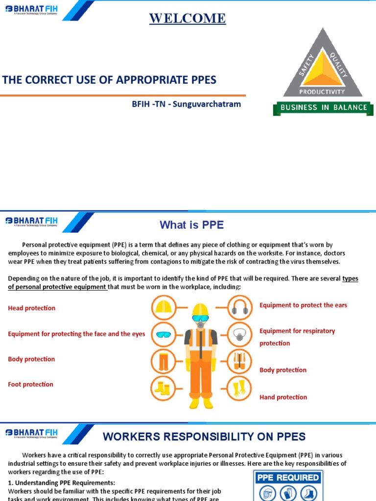 The Correct Use of Appropriate PPEs | PDF