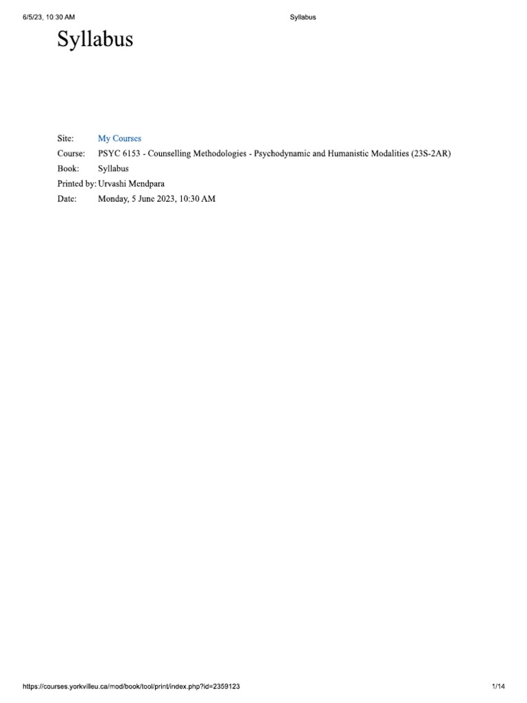 Counselling Methodologies - Psychodynamic and Humanistic Modalities | PDF