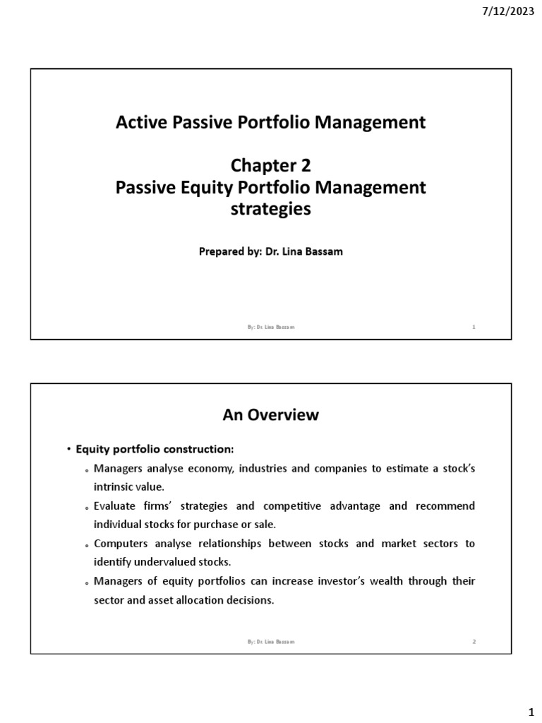 Passive Equity Portfolio Management Strategies | PDF | Capital Asset ...