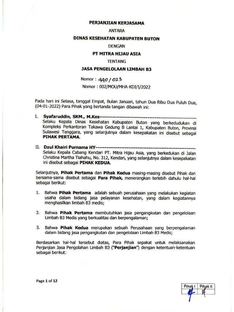 Mou Limbah Medis 1 Pdf