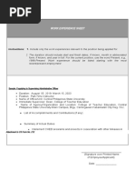 PDS-Work Experience Sheet | PDF | Finance & Money Management
