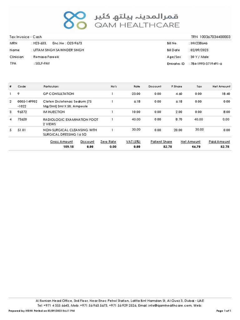Tax Invoice for Medical Services | PDF | Finance & Money Management