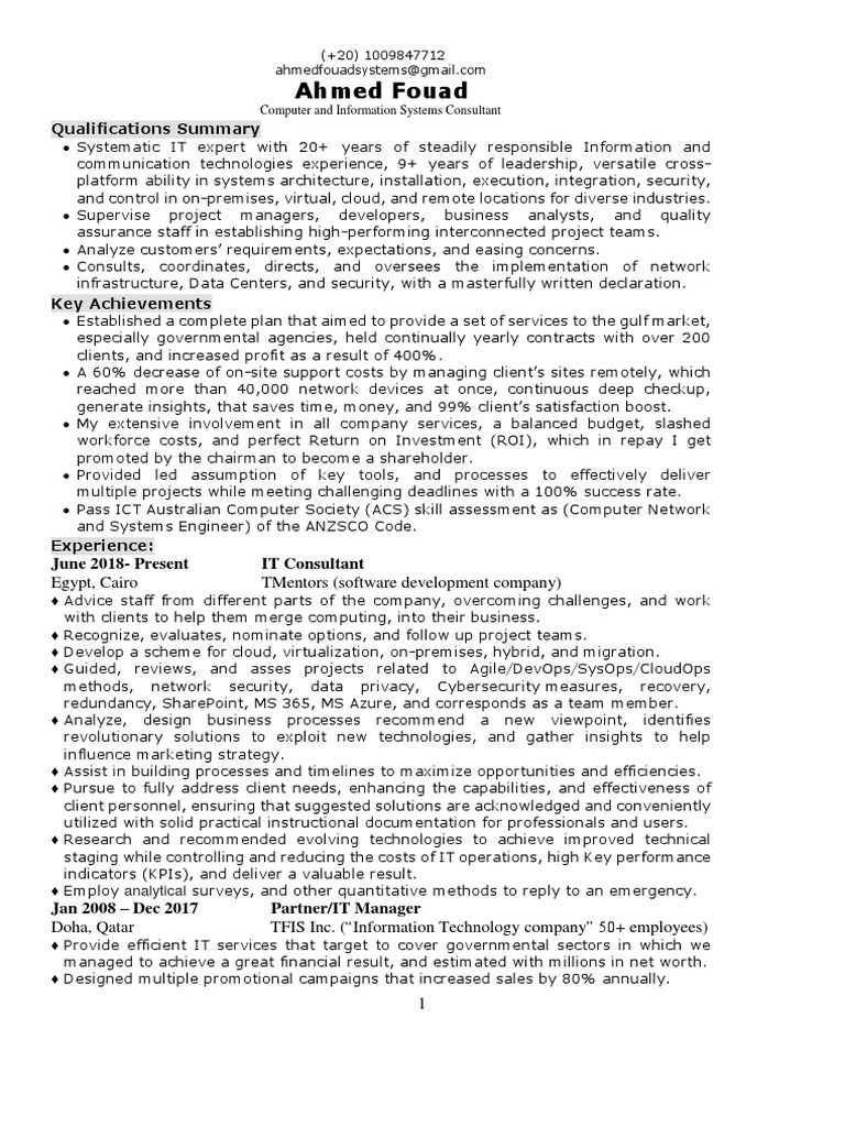 Ahmed Fouad CV | PDF