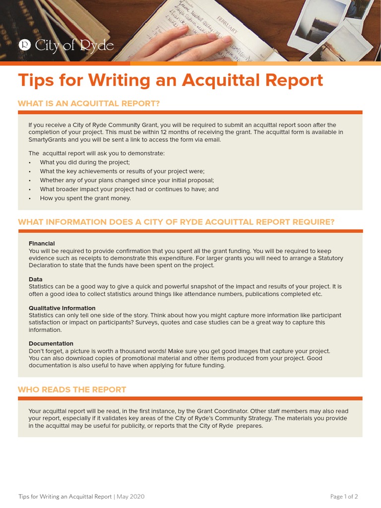 Acquittal Report Writing Guide | PDF | Information | Communication