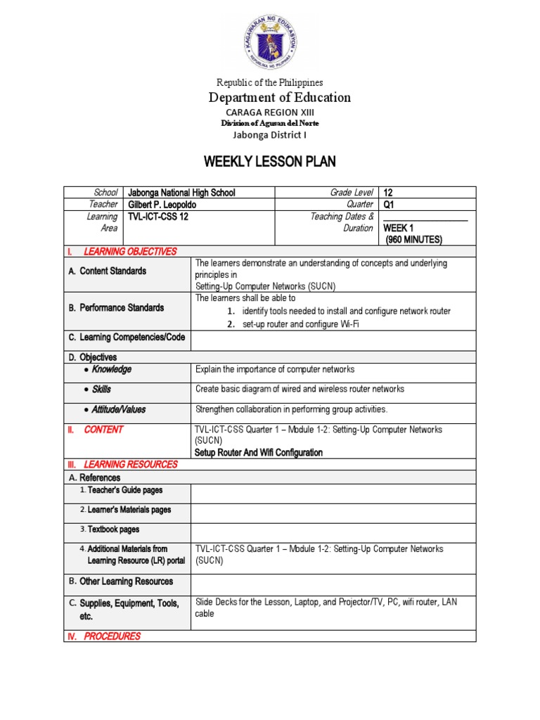 TVL-ICT-CSS-10 or 12-Q1 - Week-1-2 | PDF | Computer Network | Router ... TVL-ICT-CSS-10 or 12-Q1 - Week-1-2 | PDF | Computer Network | Router ...
