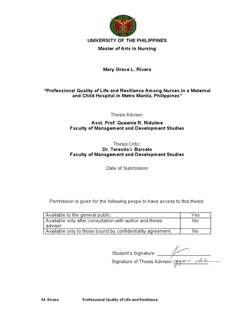 Rivera, Mary Grace - Final Thesis | PDF | Psychological Trauma ...